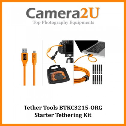 Tether Tools BTKC3215-ORG Starter Tethering Kit with USB 3.0 Type-A to Type-C Cable (15', Orange)